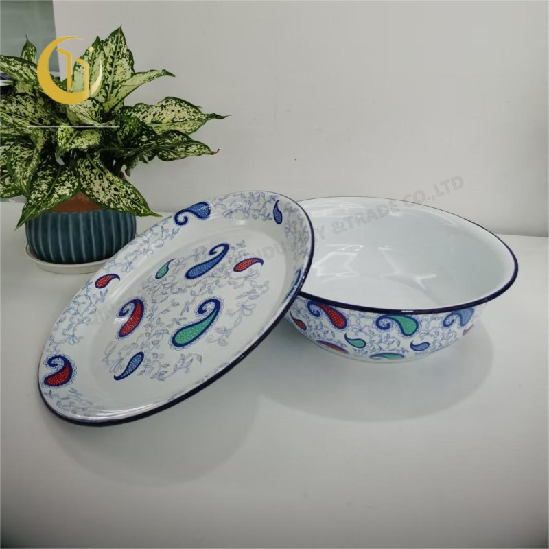 ENAMEL WASH BASIN WITH COVER FULL DECO